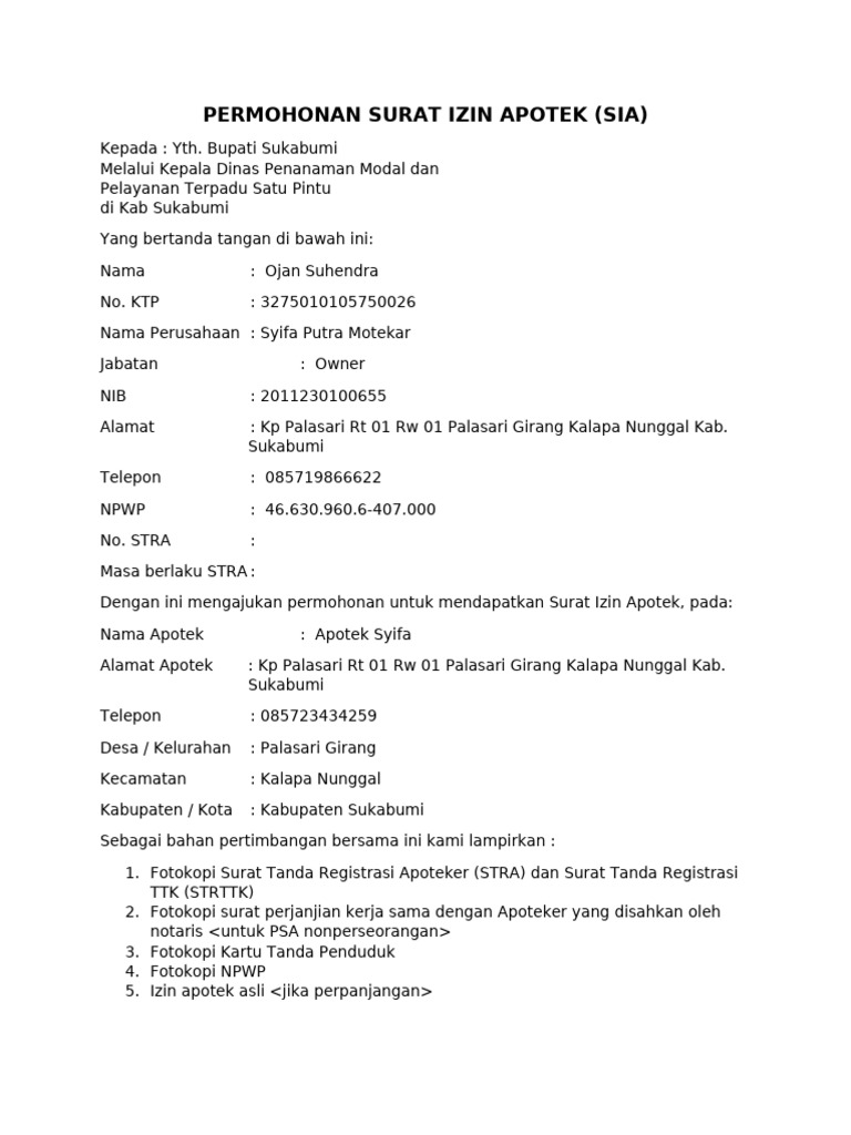 OSS 001-Permohonan Izin Apotek | PDF