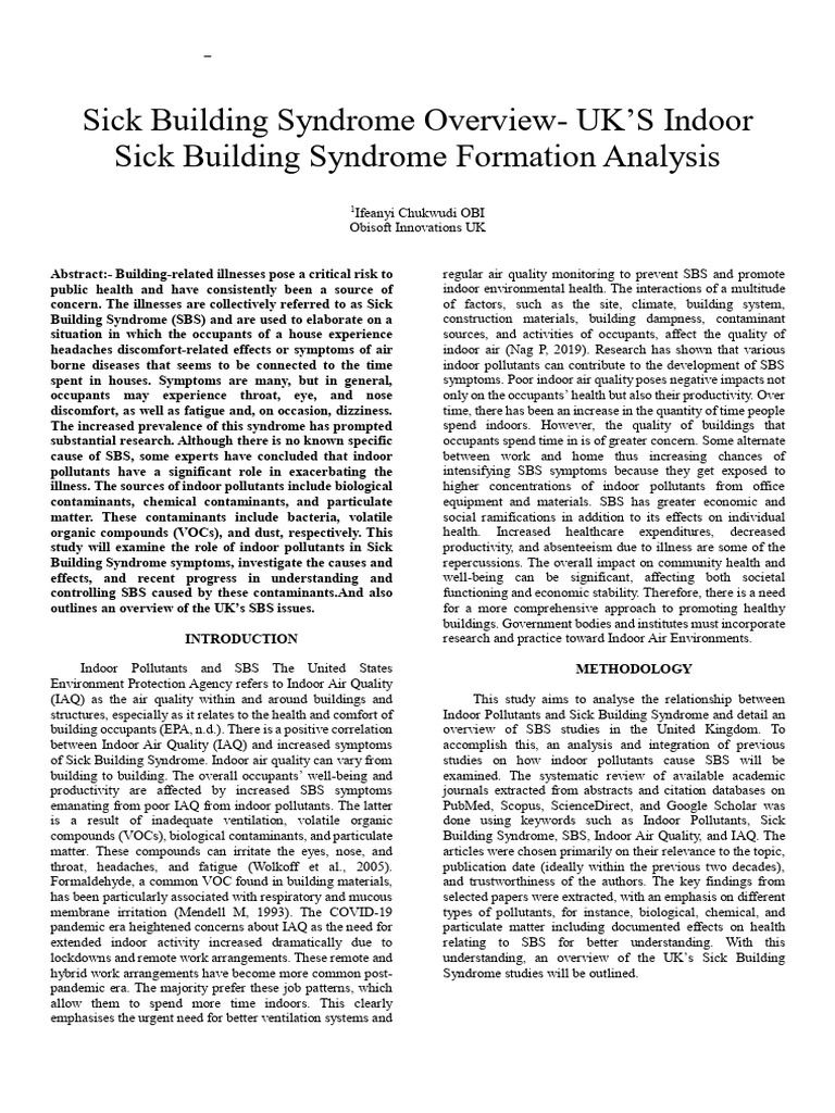 Sick Building Syndrome Overview - UK'S Indoor Sick Building Syndrome ...