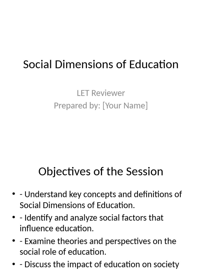 Social Dimensions of Education LET Reviewer | PDF