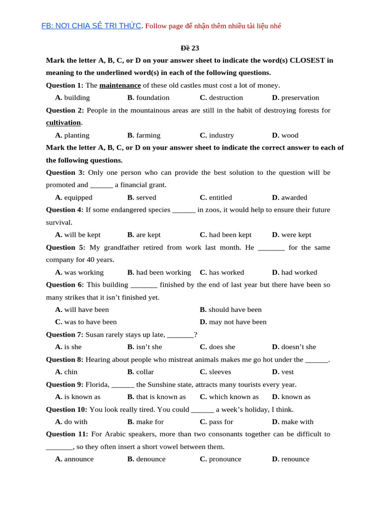 ĐỀ THI THỬ THPTQG - CHUẨN CẤU TRÚC 2020 (ĐỀ 22) | PDF