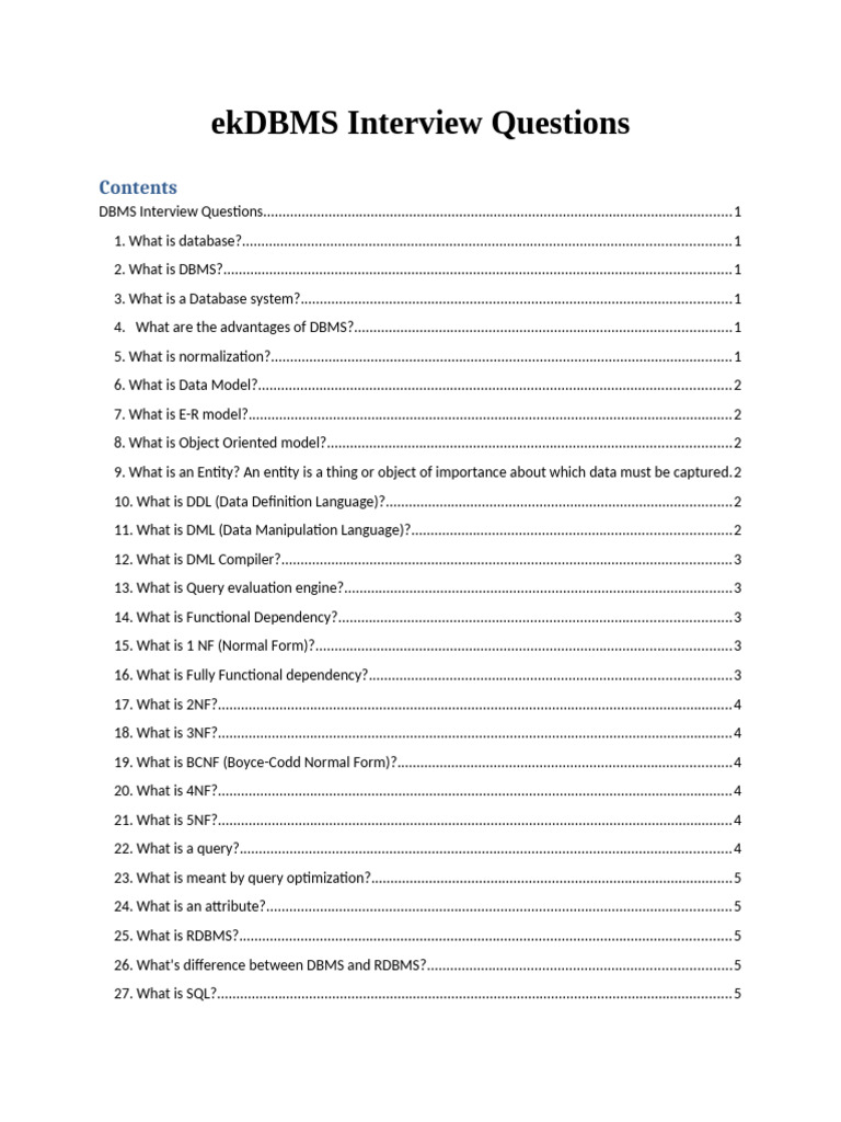 DBMS-technical Questions | PDF
