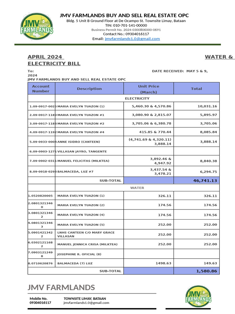 April 2024 Bill | PDF