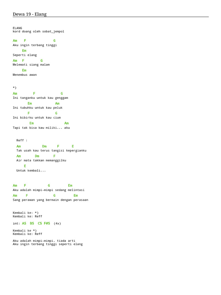 Dewa 19 - Elang Chords | PDF