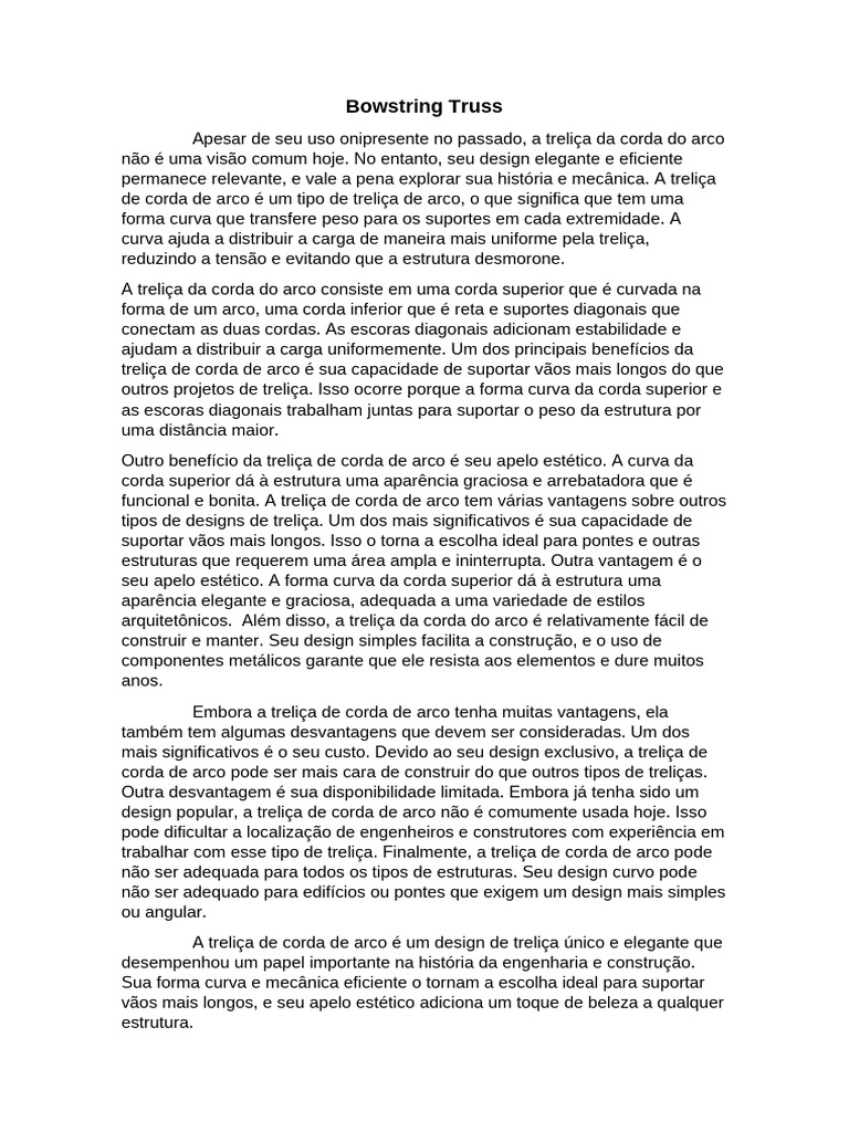 Bowstring Truss | PDF