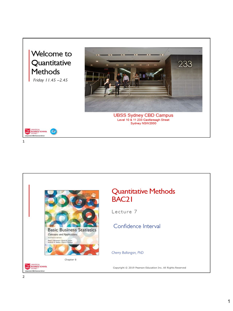 BAC21 Lecture 07 - Confidence Interval | PDF
