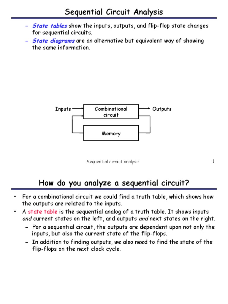 Sequential Circuit Analysis Pdf Electronic Circuits Network