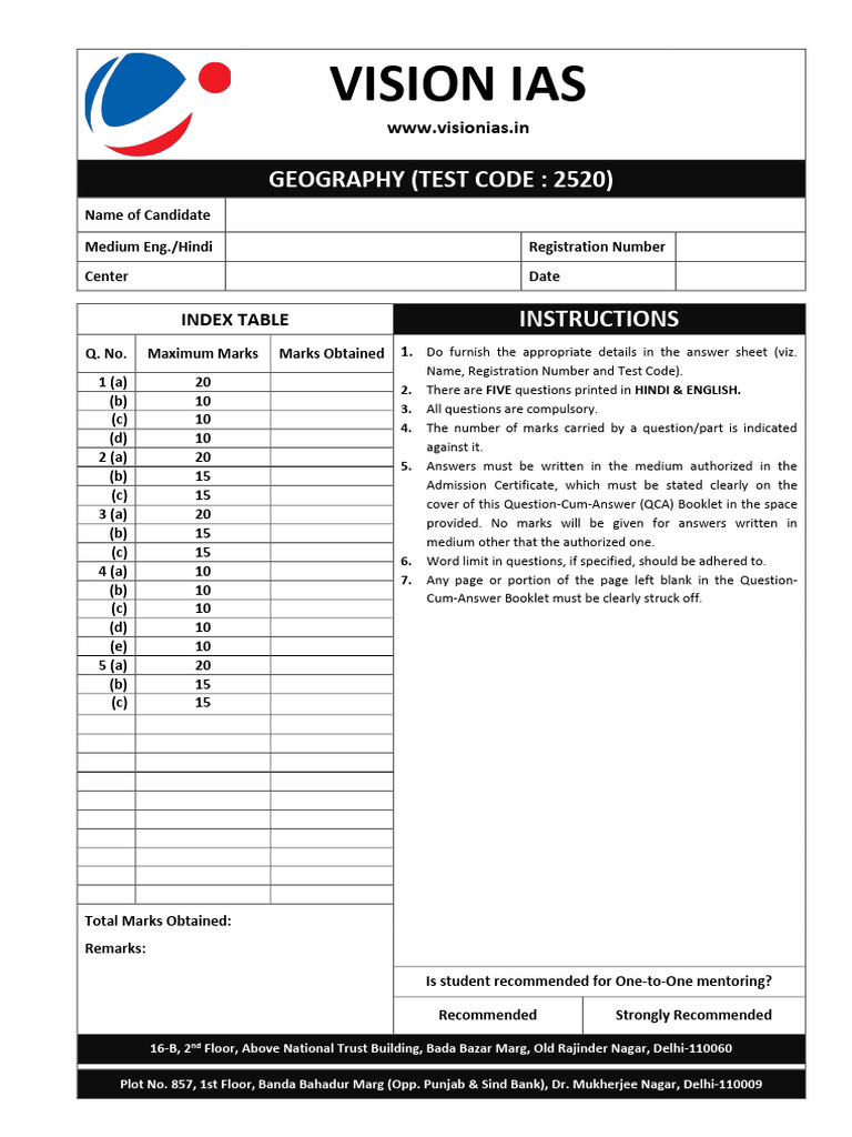 46d03-2520 Answer-Booklet Geography e H 2024 | PDF