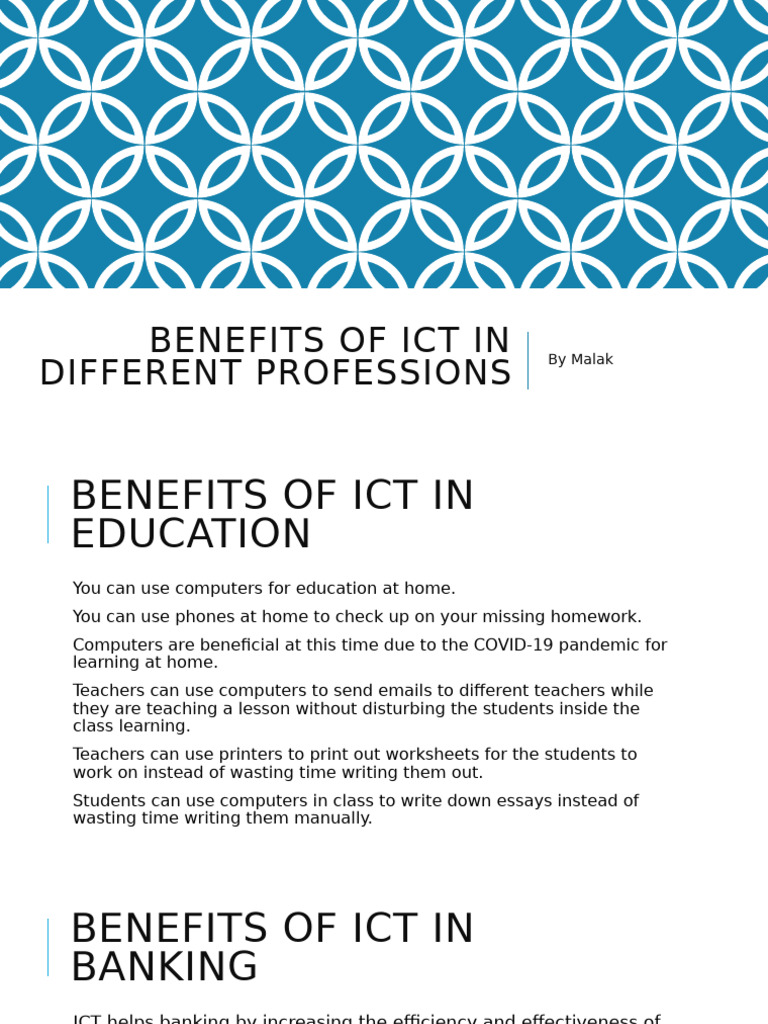 Benefits of Ict in Different Professions. | PDF