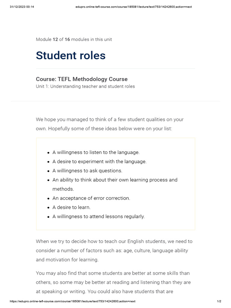 11 - Student Roles | PDF