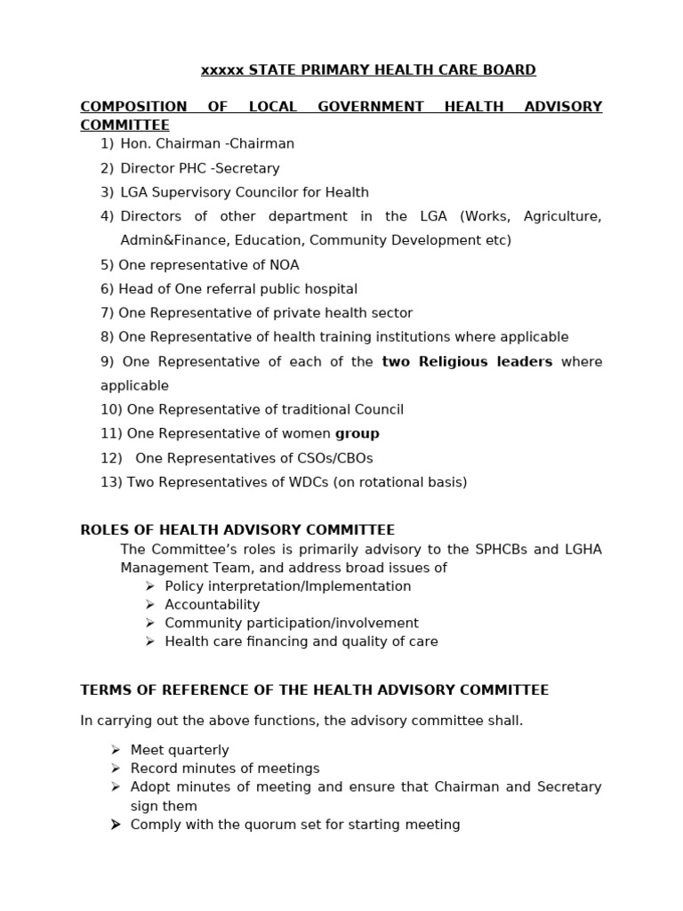 Composition of LGA Advisory and Management Committee | PDF
