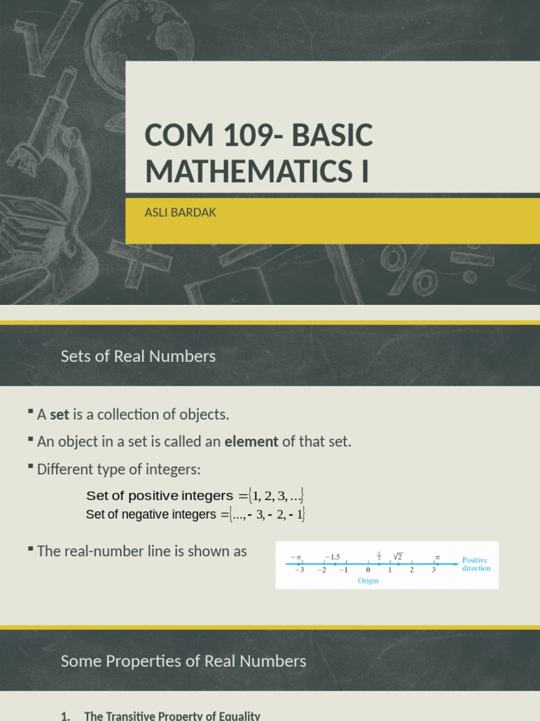 Com 109 - Basic Mathematics I | PDF