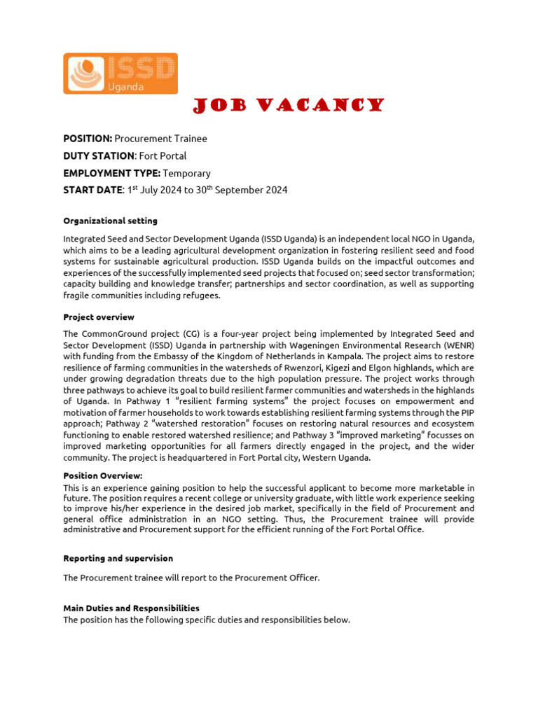 Job Advert - Procurement Trainee | PDF