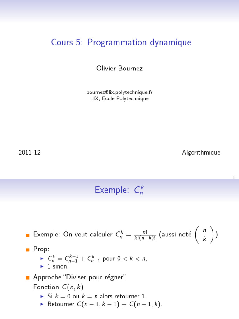 Programmation Dynamique 01 | PDF