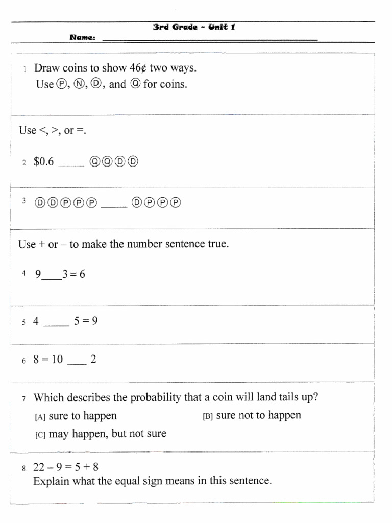 3rd Grade Unit Reviews - All | PDF