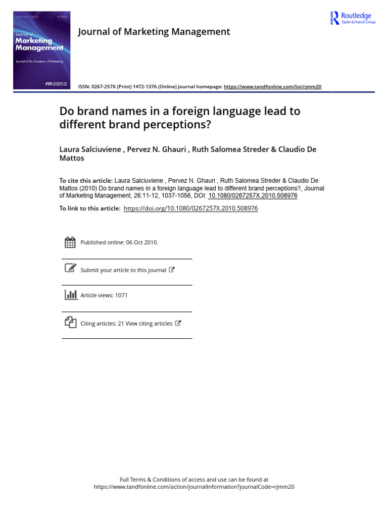 Do Brand Names in A Foreign Language Lead To Different Brand ...