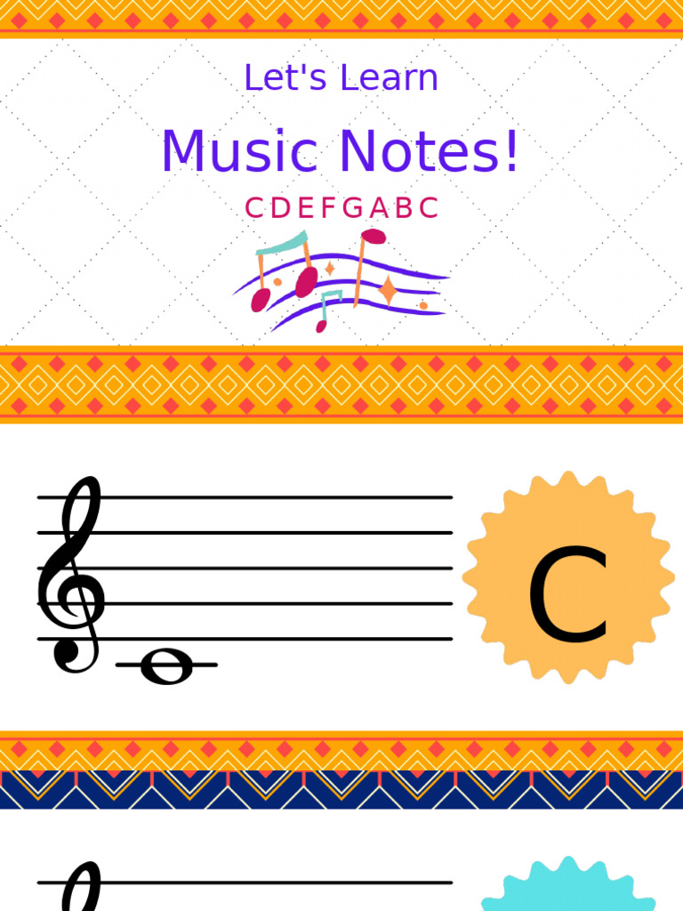 Fun Colourful Children Music Notes Activity - C To G Presentation ...