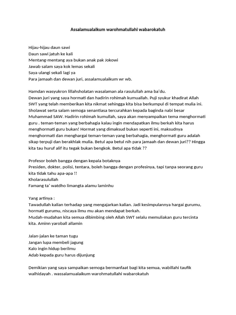 Pidato Lomba Pildacil | PDF