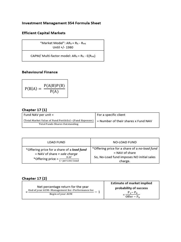 354 Formula Sheet | PDF