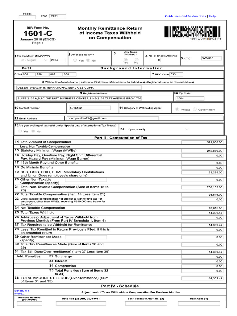 Disc 1601C Aug 2024 Form | PDF