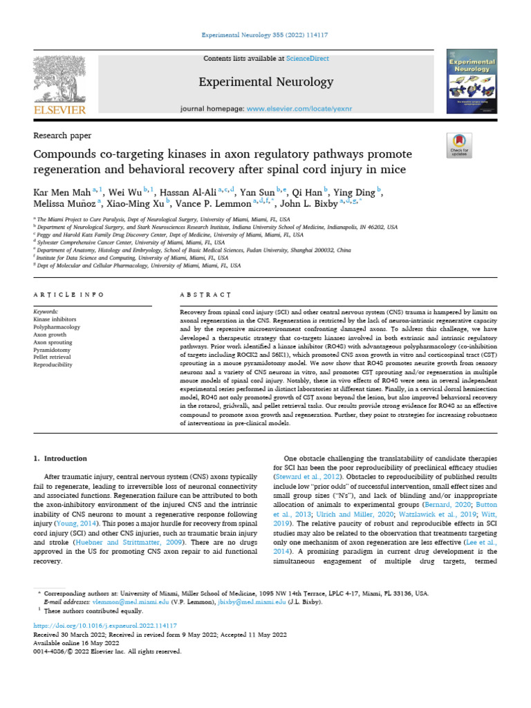 Compounds Co Targeting Kinases in Axon Regulatory Pathways PR - 2022 ...