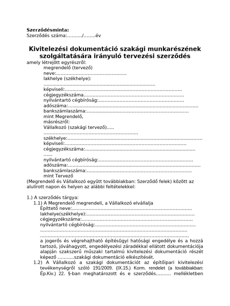 Szakagi Kivitelezesi Szerzodes | PDF