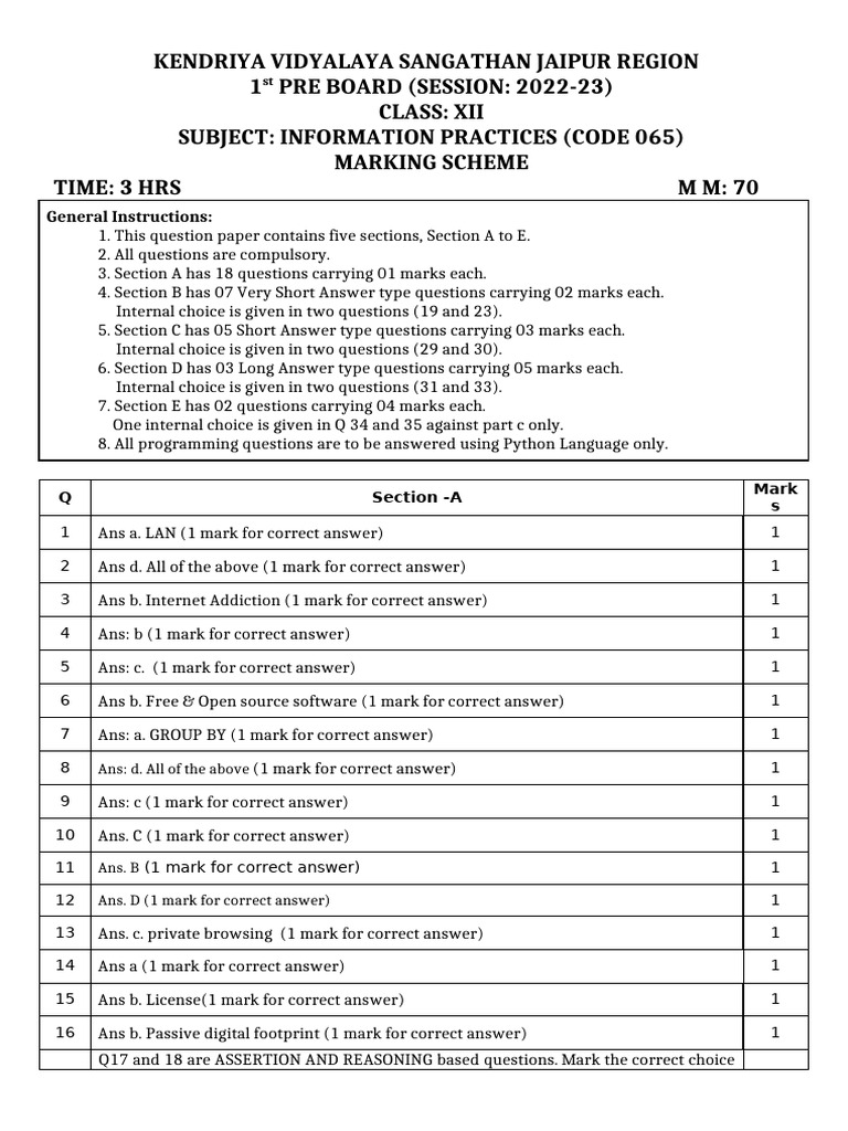 Xii Ip MS 1ST Preboard 2022-23 | PDF