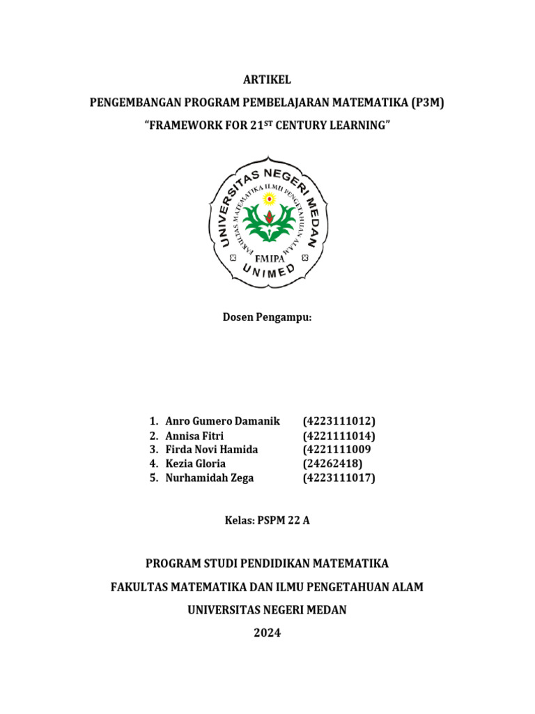 FRAMEWORK FOR 21ST CENTURY LEARNING_KELOMPOK 3_PSPM22A | PDF