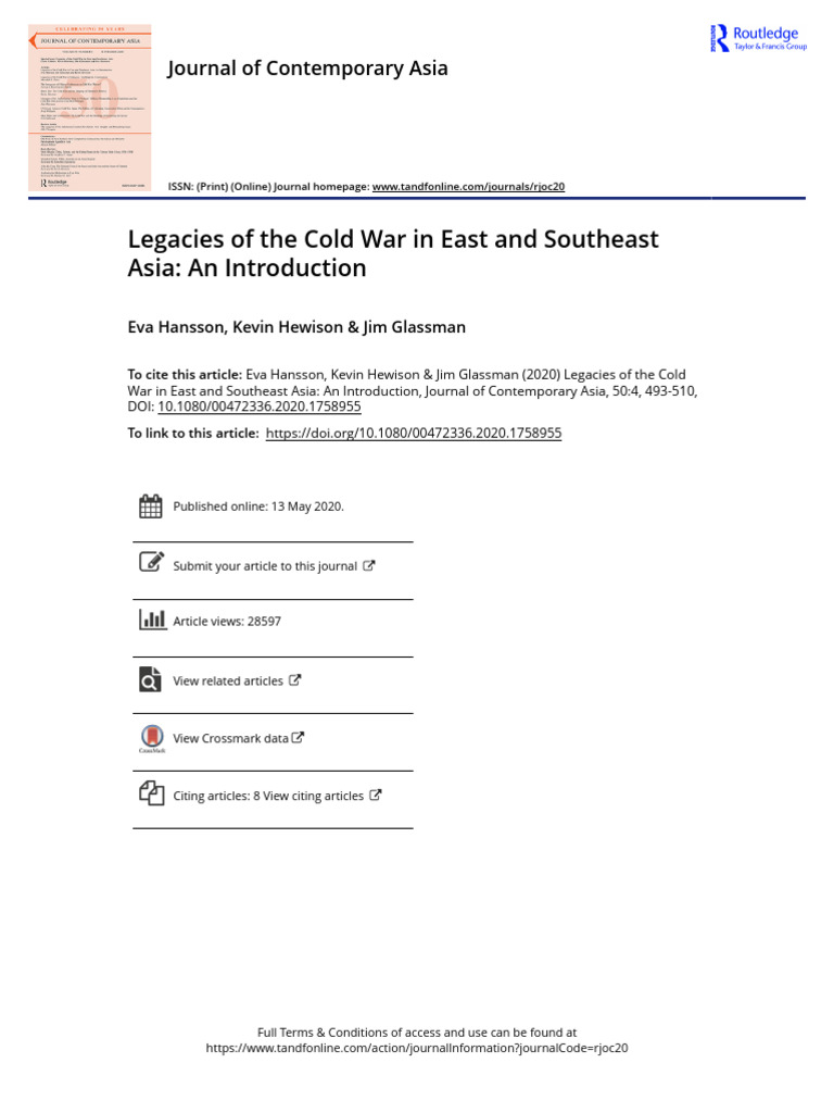 Legacies of The Cold War in East and Southeast Asia An Introduction | PDF