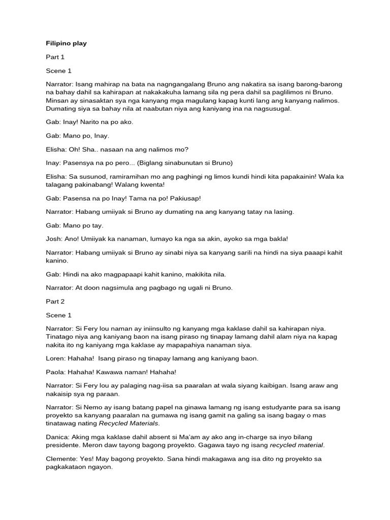Filipino Play Script | PDF