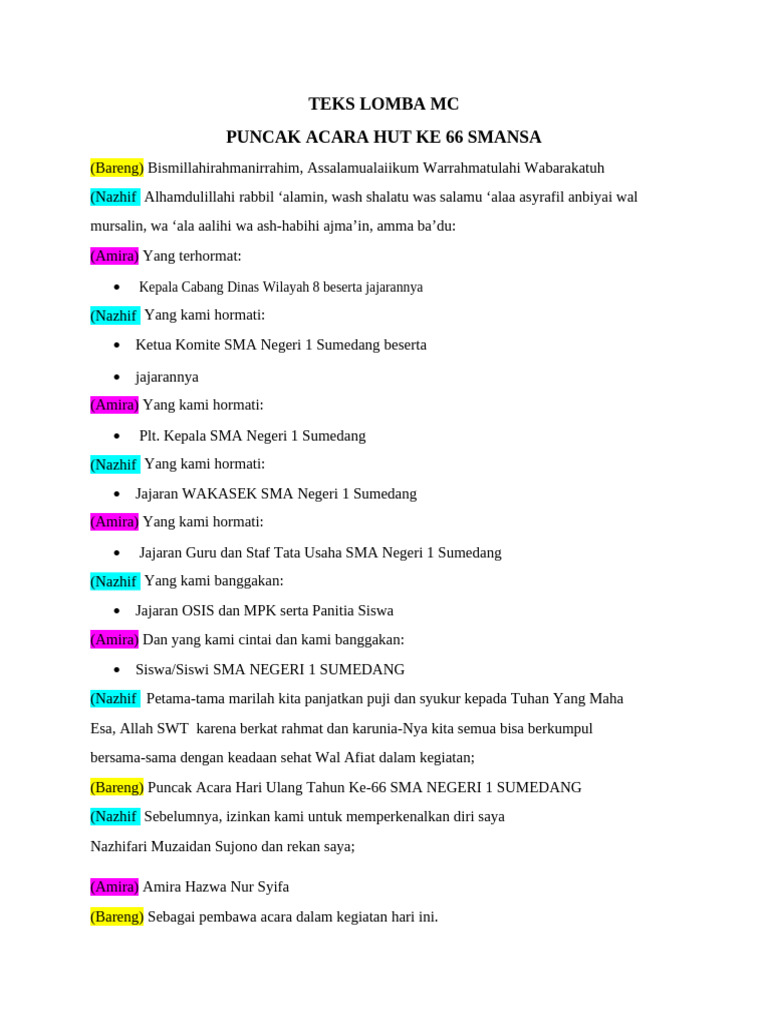 Teks Lomba MC | PDF
