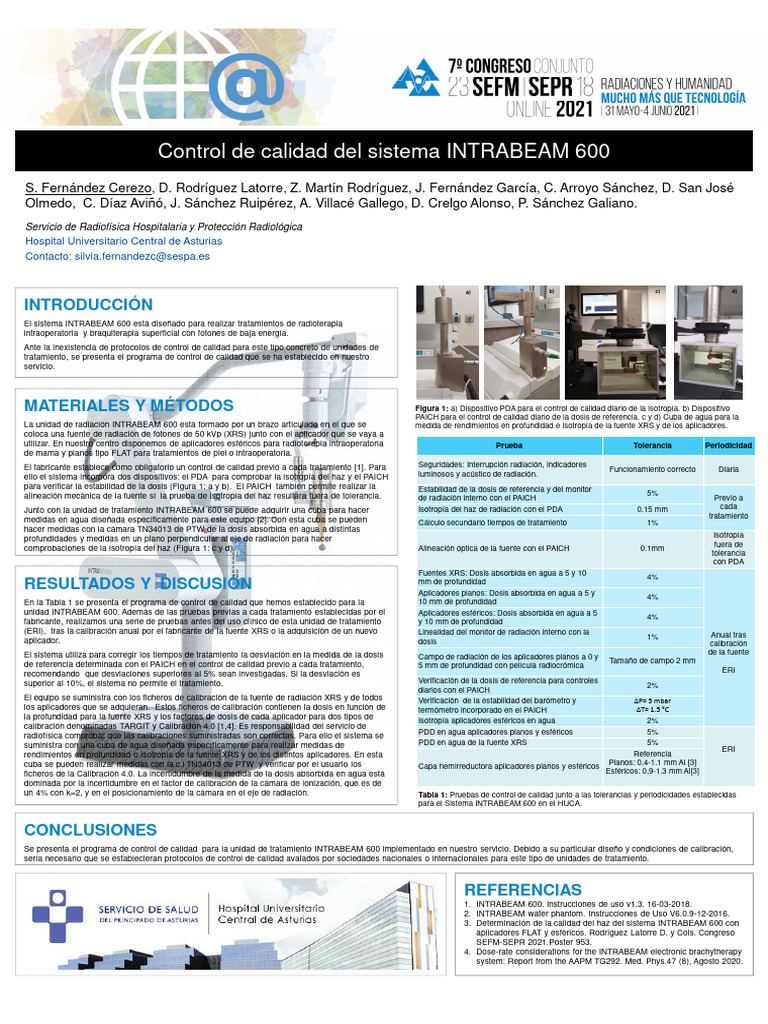 1031poster Control de Calidad INTRABEAM | PDF | Calibración | Agua