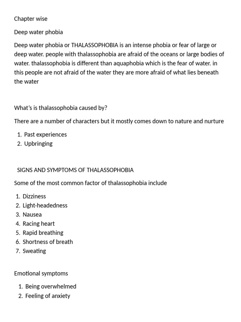 Deep Water Phobia | PDF