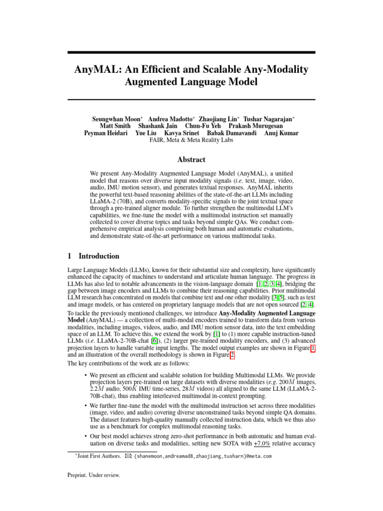 AnyMAL - An Efficient and Scalable Any-Modality Augmented Language Model | PDF | Art | Computers