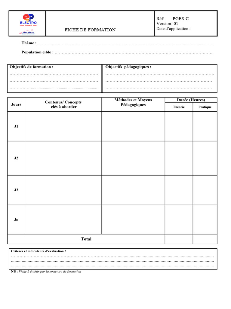 Finc 02 A Fiche Programme D'une Action de Formation | PDF
