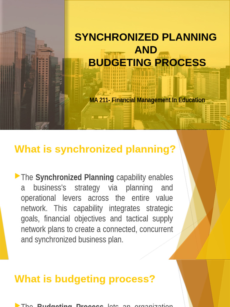 The Synchronized Planning and Budgeting Process | PDF