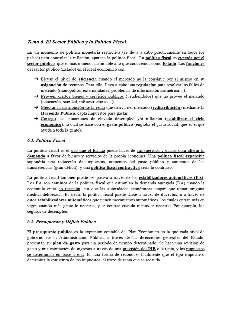 Wuolah Free Tema 6 El Sector Publico y La Politica Fiscal Gulag Free | PDF