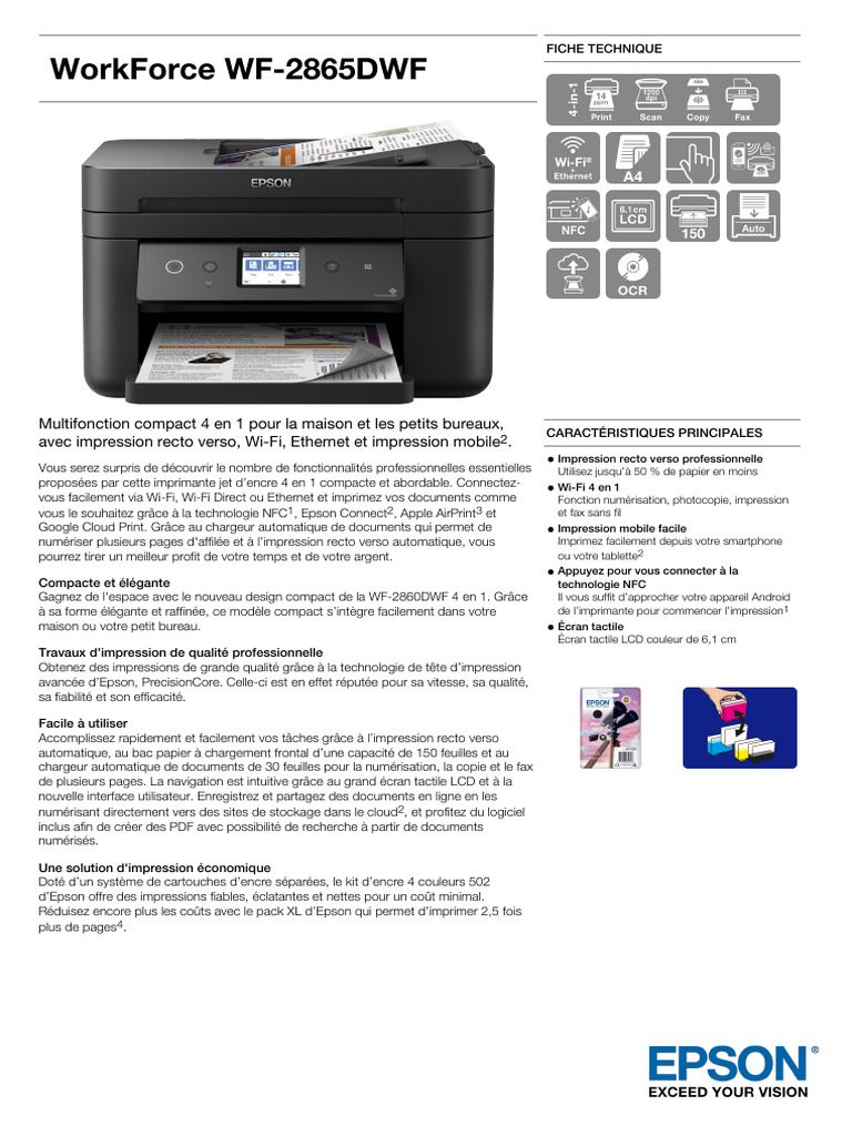WorkForce WF 2865DWF Datasheet | PDF