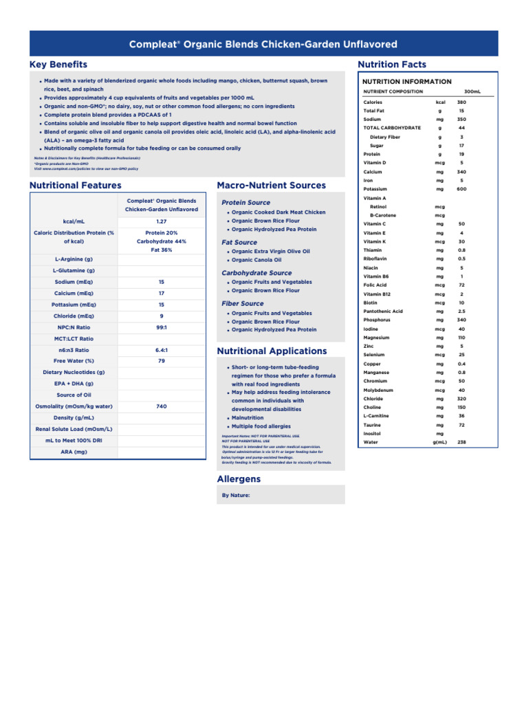 Compleat® Organic Blends Chicken-Garden Unflavored | PDF