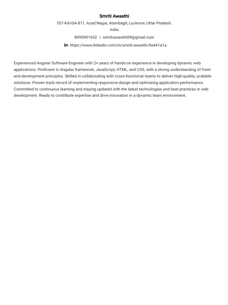 Smriti Awasthi CV | PDF