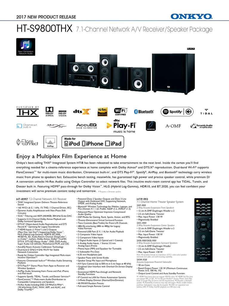 ONKYO HT-S9800THX Datasheet EN | PDF