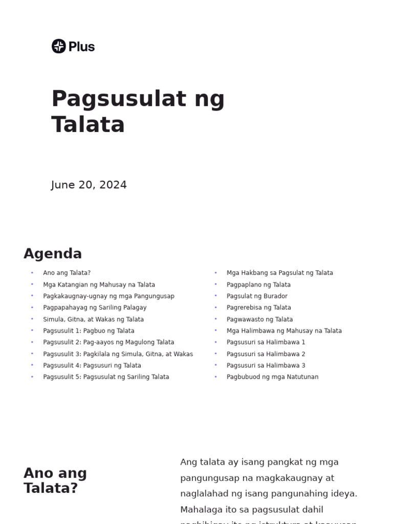 FILIPINO 8 Q1 8 Pagsusulat ng Talata | PDF
