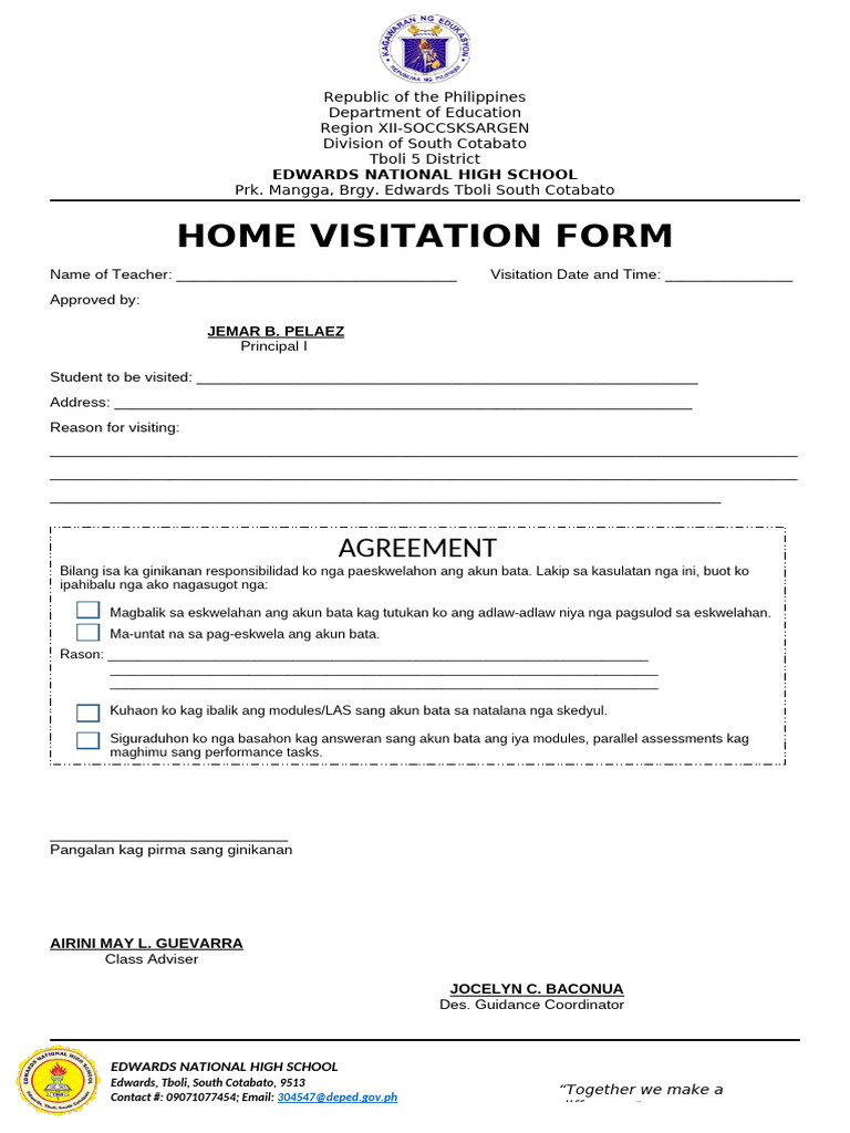 Home Visitation Form New | PDF
