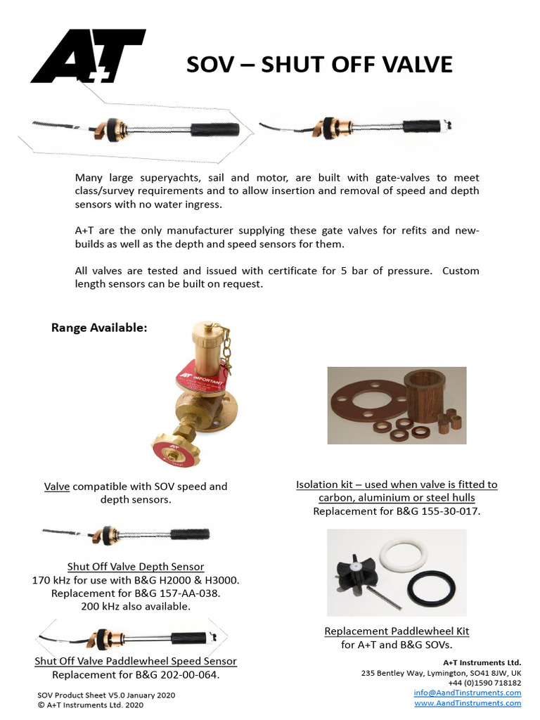 SOV Transducers Product Sheet - V5.0 | PDF | Valve | Equipment