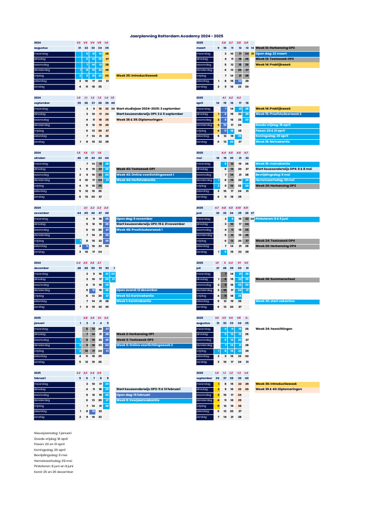 Jaarplanning Rac 2024 2025 Open Dagen en Proefstuderen Definitief | PDF