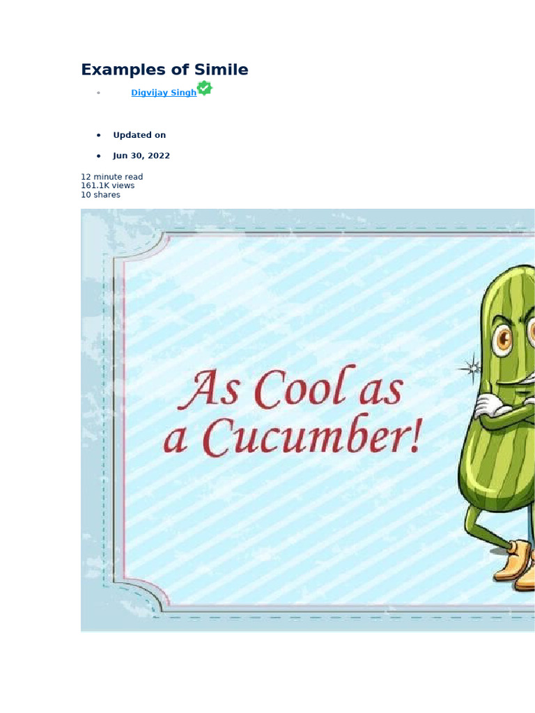 Examples of Simile | PDF