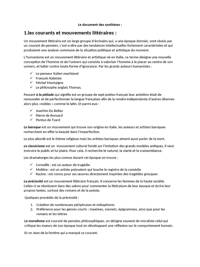 Le documents des synthéses | PDF