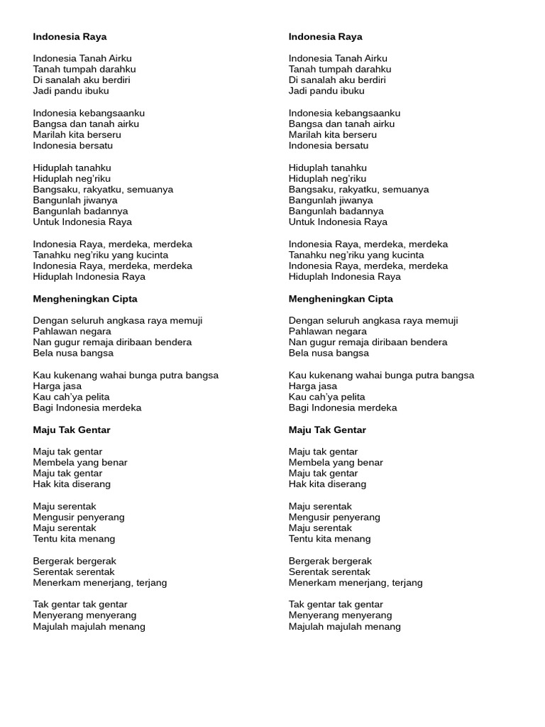 Lirik Lagu Mengheningkan Cipta | PDF