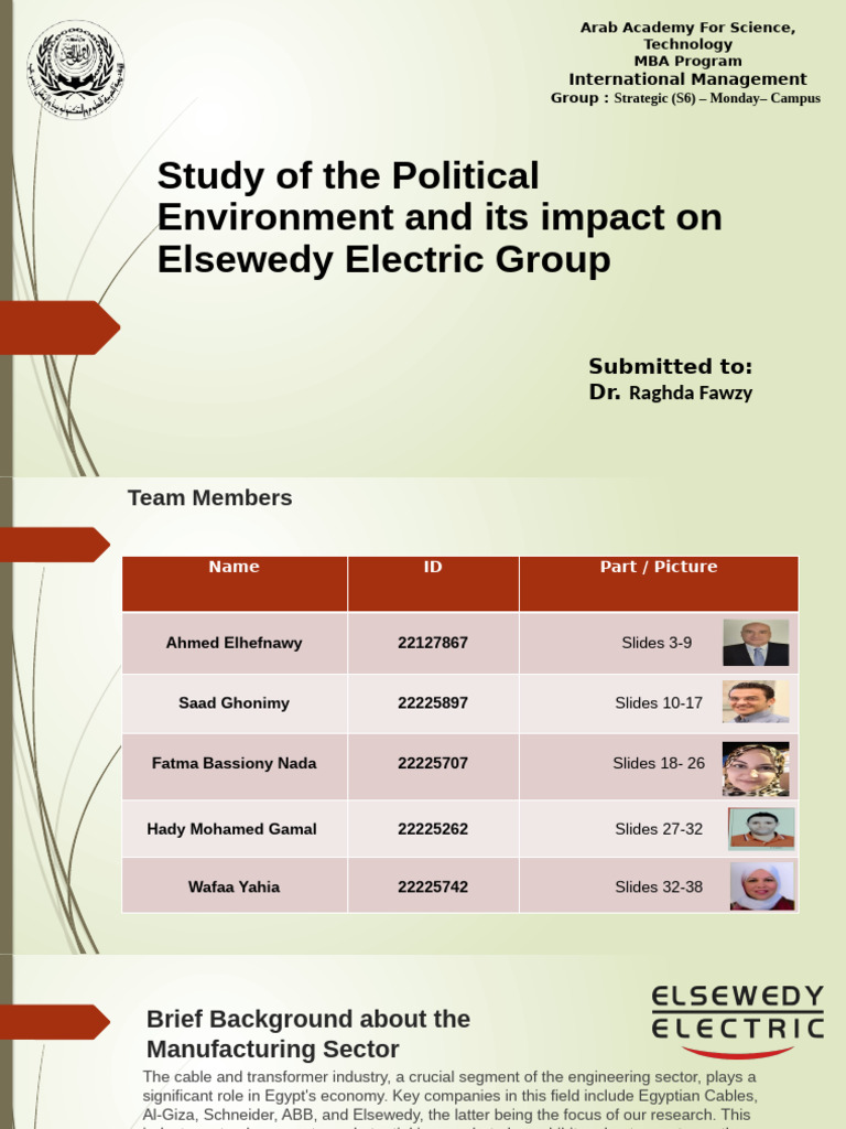 Political Environment and Its Impact On Elsewedy - FINAL-1 | PDF