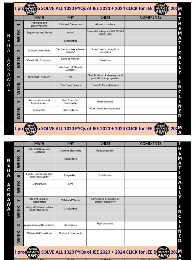 Jee Timetable Pdf