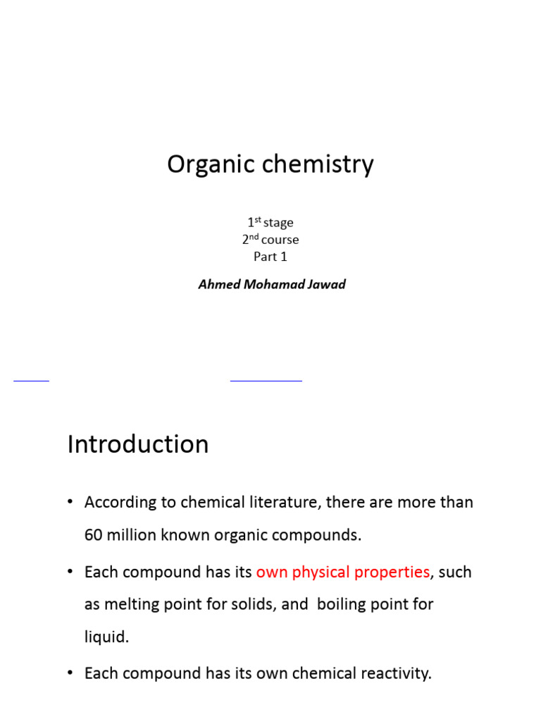 Organic Chemistry Lec 1 | PDF